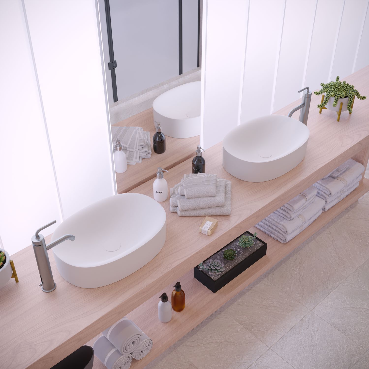 Aufsatzwaschbecken - 290230 SOLIDCLIFF-50 - IDEAVIT B.V - Mineralwerkstoff / oval / ohne Öffnung