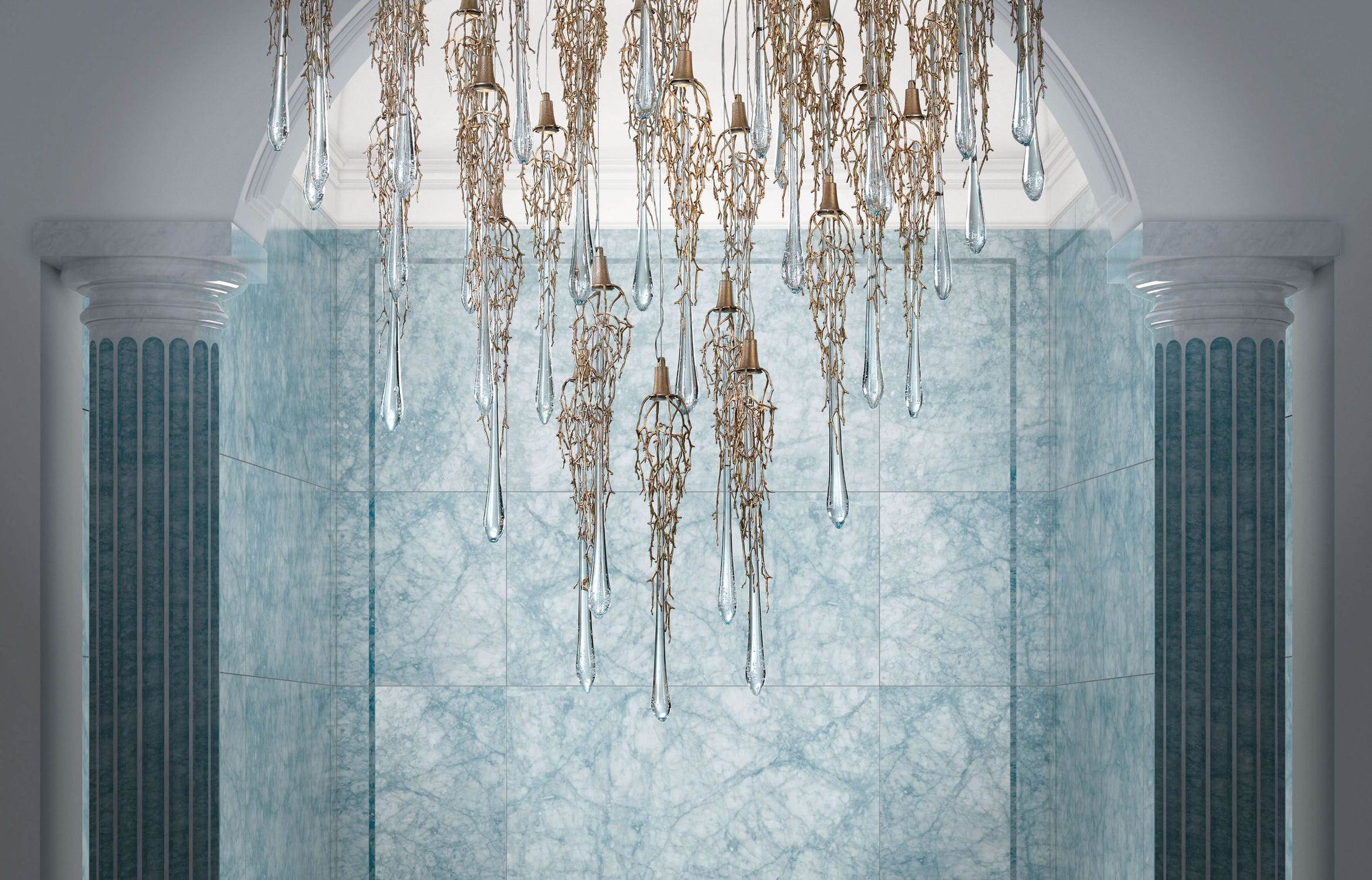 Moderner Lüster - LIQUID PL369/57 - Serip - Glas / Bronze / LED