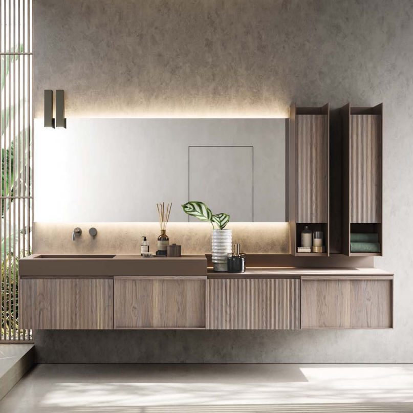 Waschtisch-Unterschrank / Mehrfach - 12 - novello - wandhängend / HPL ...