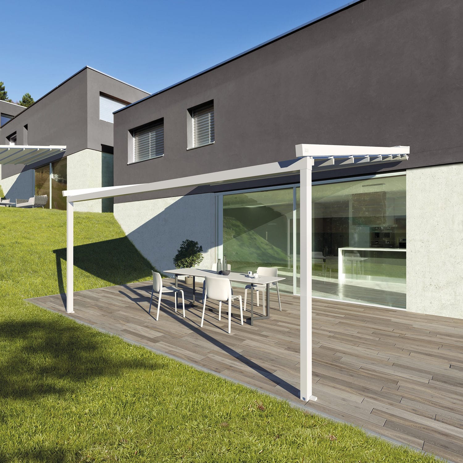 Angebaute Pergola - JEANS - Gibus SPA - aus lackiertem Aluminium / PVC ...