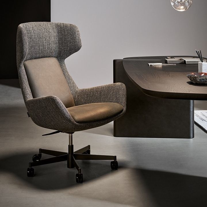 Moderner Bürosessel - Newton - BONALDO - Leder / Stoff / Metall