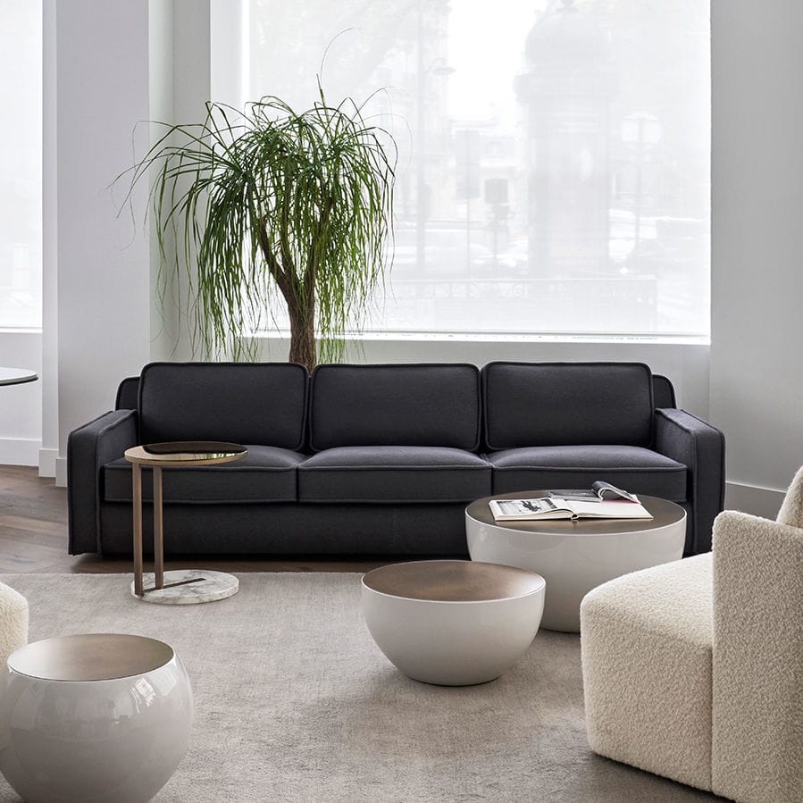 Modernes Sofa - HECTOR - MERIDIANI - Stoff / Leder / mit Armlehnen