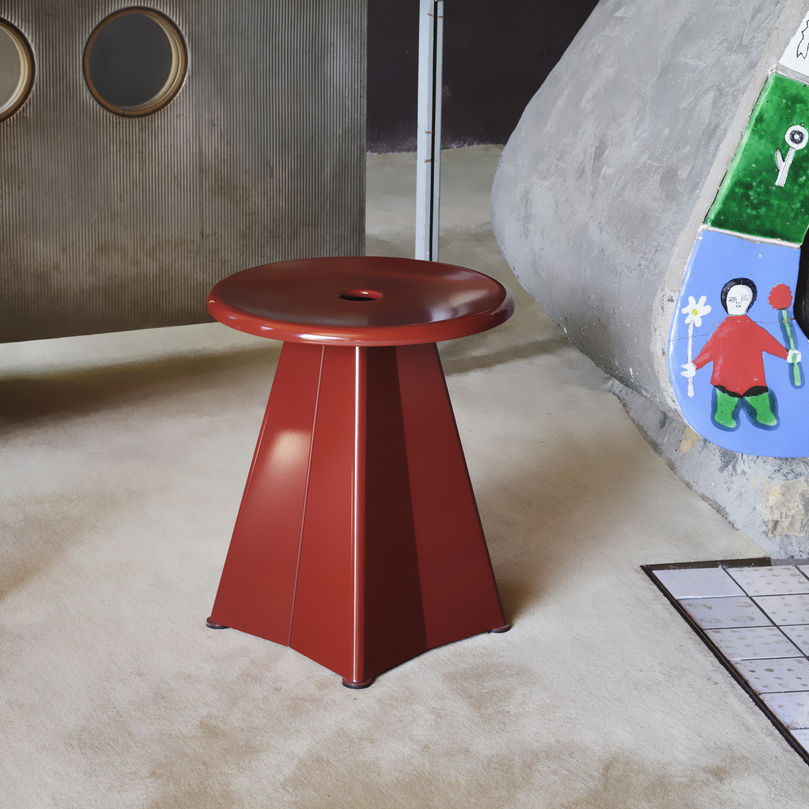 Moderner Hocker - vitra USA - Metall / Gestell aus Metall / mit Mittelfuß