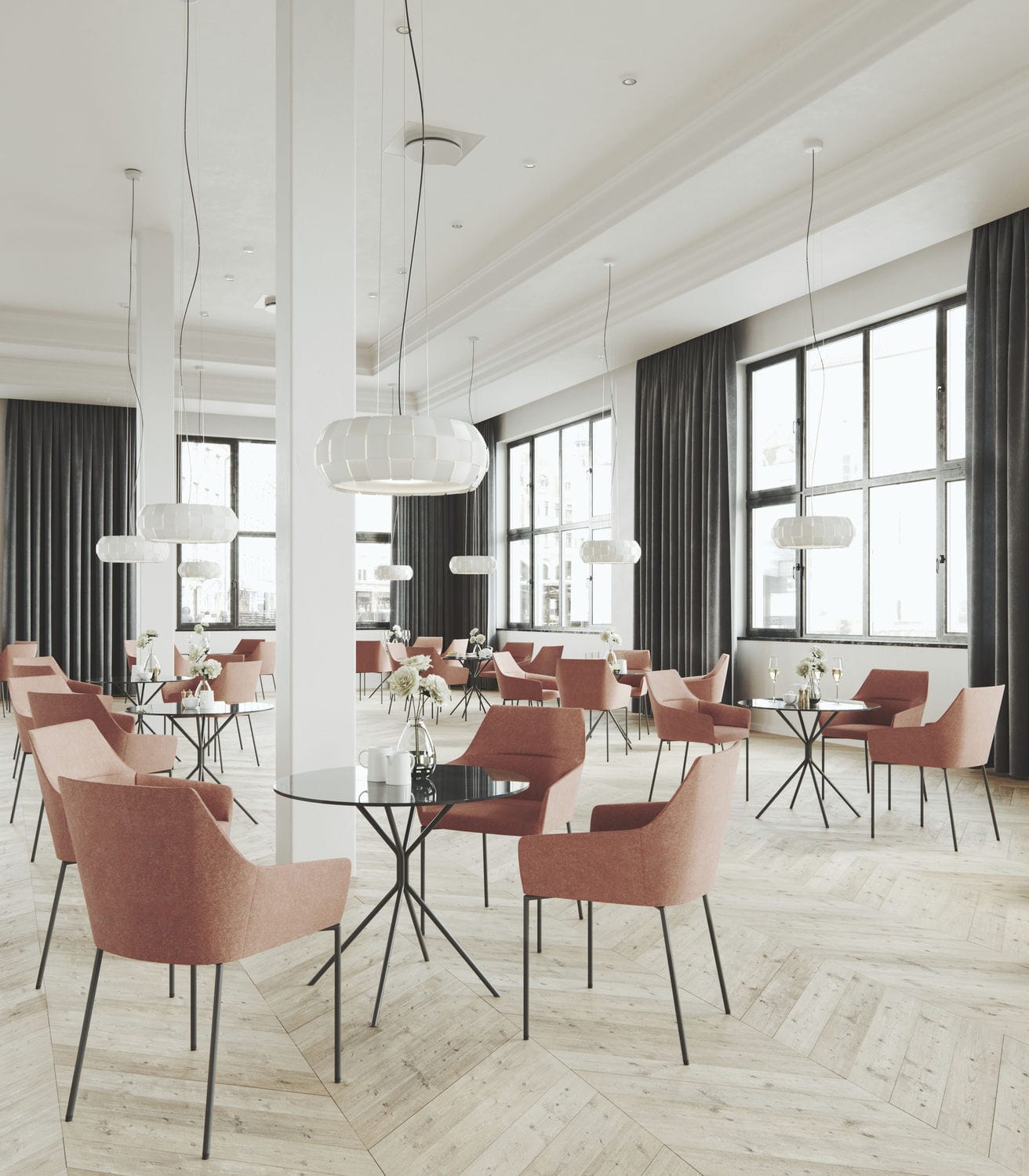Moderner Tisch - CHIC - Profim - Glas / Metall / Keramik