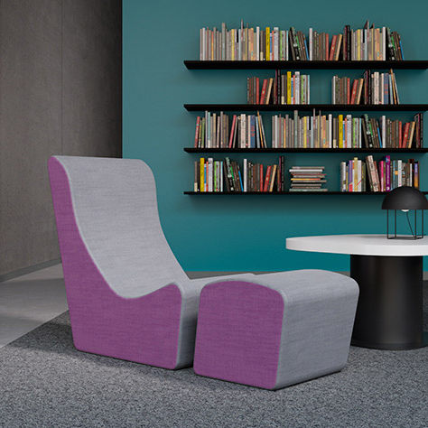 Moderner Kaminsessel - ZEN - Pineapple - Stoff / mit Fußstütze / rosa