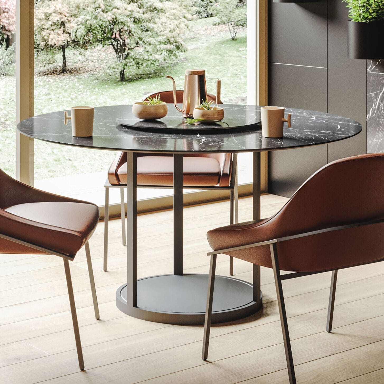 Moderner Esstisch - TWIRL - Ronda Design - Holz / Glas / Keramik