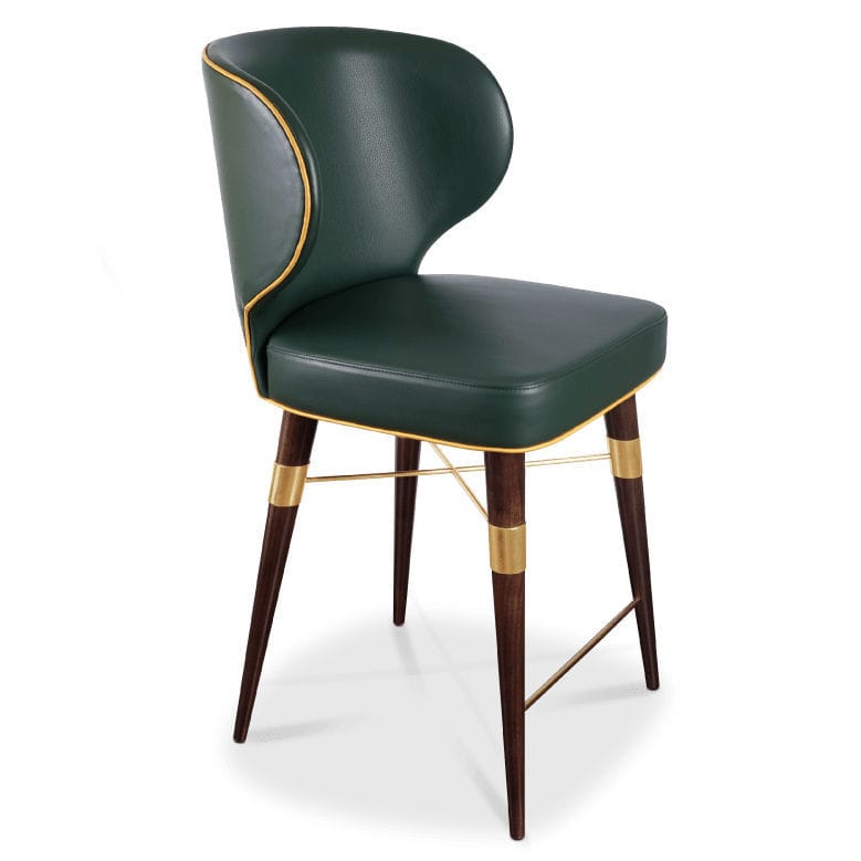 Klassischer Barstuhl - Louis - Ottiu - Leder / Gestell aus Nussbaum ...