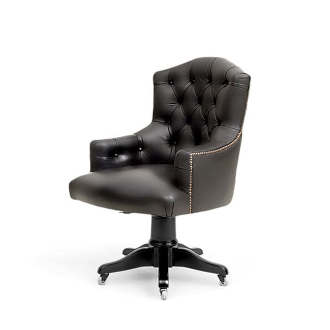 Chesterfield-Chefsessel - MANILA - Larforma - Leder / Massivholz / Buche