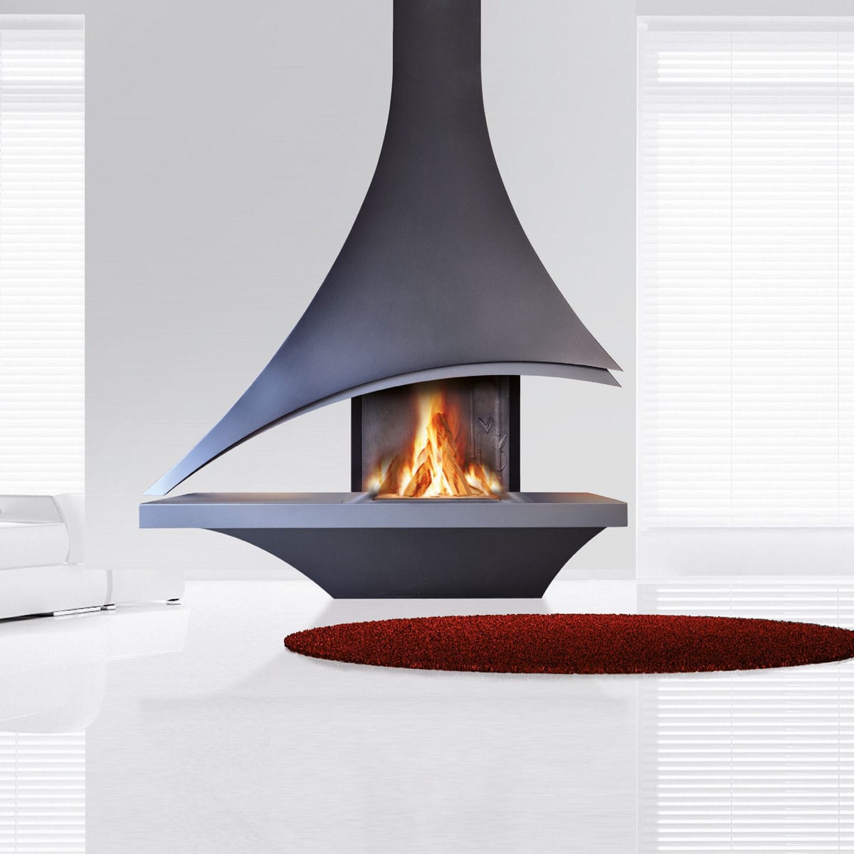 Holzkamin - PARISI - Polyflam - freistehend / für Wandmontage / mit 3 ...