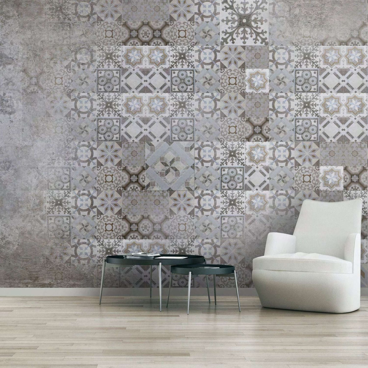 Moderne Tapete - AZUL - WallyArt - Glasfaser / Vinyl / geometrisches Muster