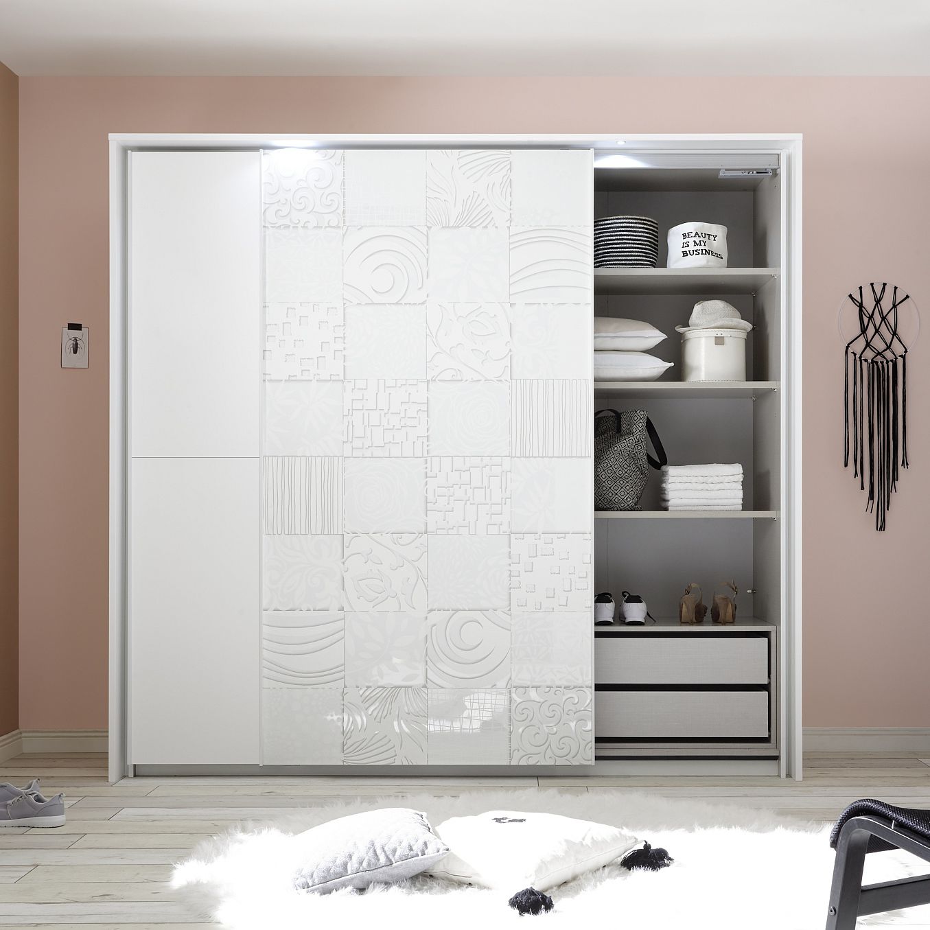 Moderner Kleiderschrank - XAOS - LC spa - Eiche / mit Schiebetür