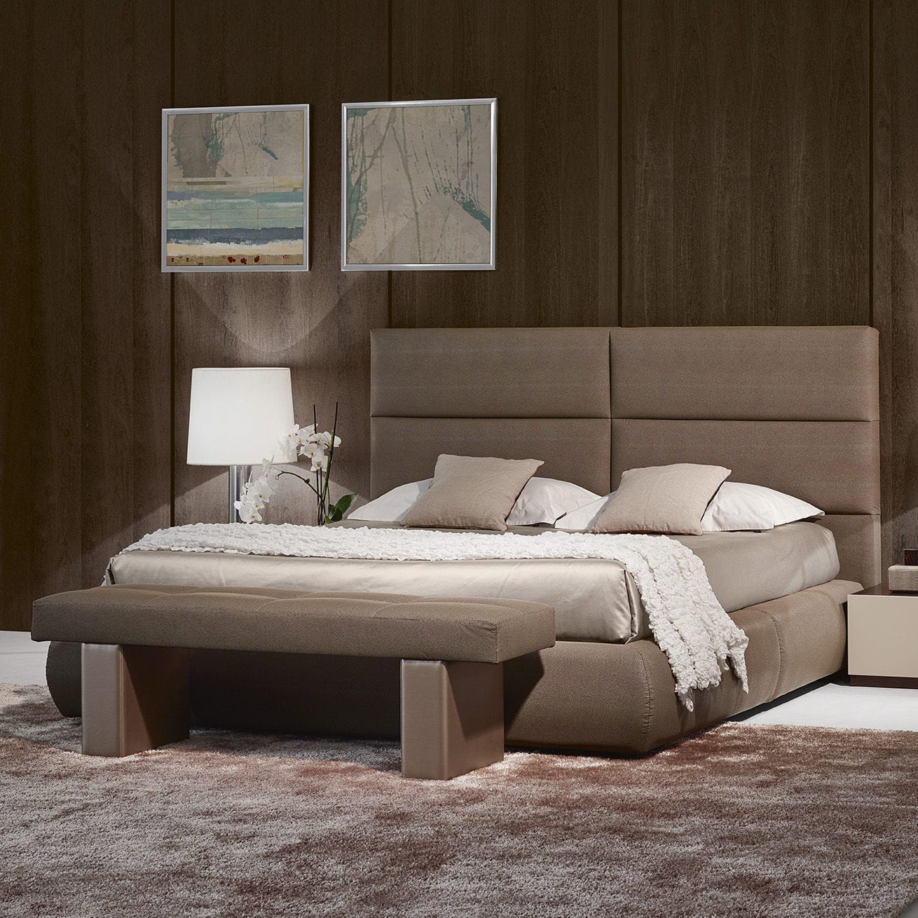 Bett / King Size - DIVA - MHR - modern / Polster / Kopfteil