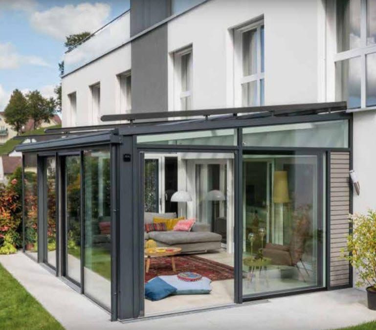 Aluminium-Veranda - Penta - Finstral - PVC / mit Schiebetür