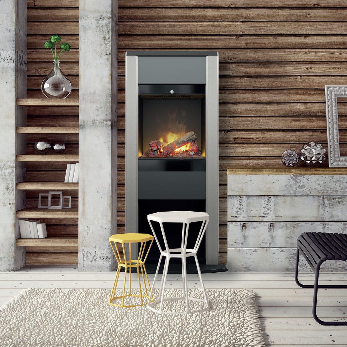 Elektrische Offene Feuerstelle - Optimyst Engine 400 - Dimplex - mit 1 Sichtseite / Metall / für ...