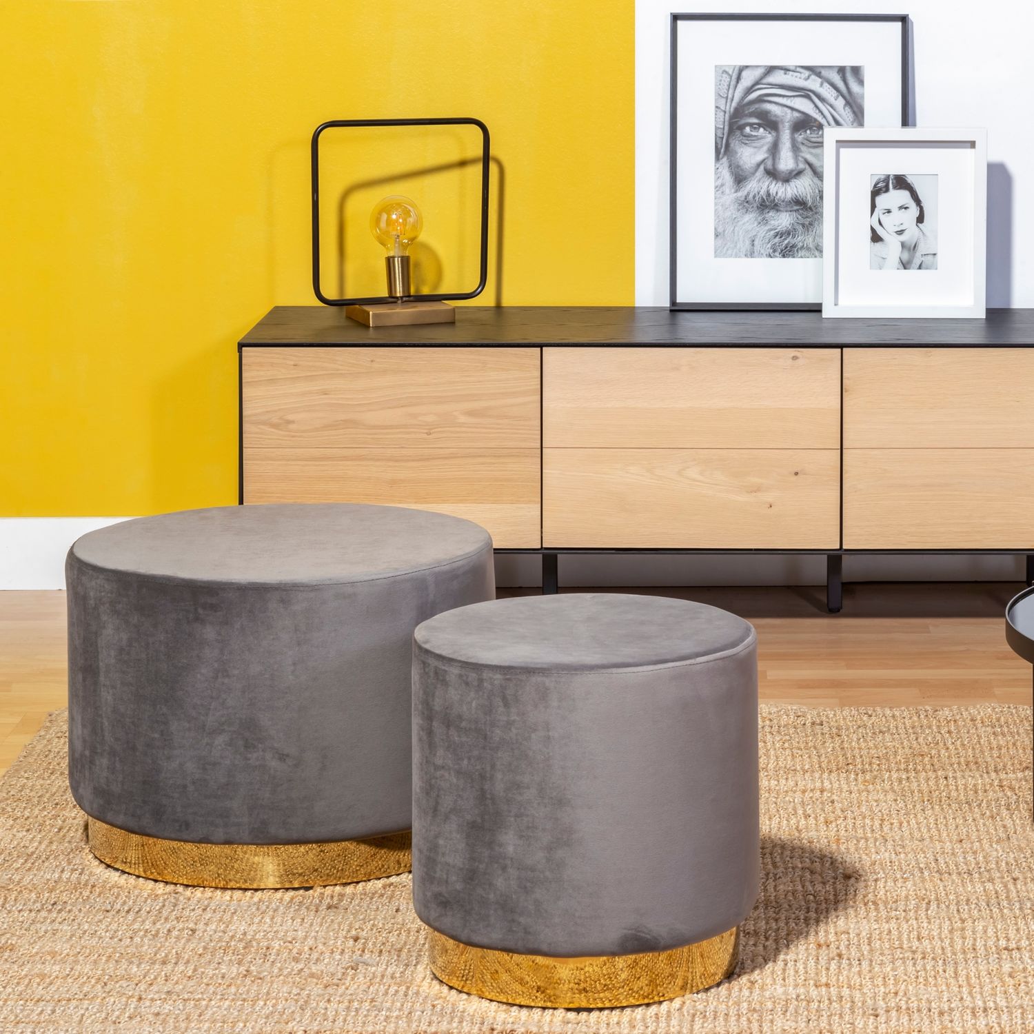 Modernes Sitzkissen - DOT - CAMINO A CASA - Samt / Eisen / rund