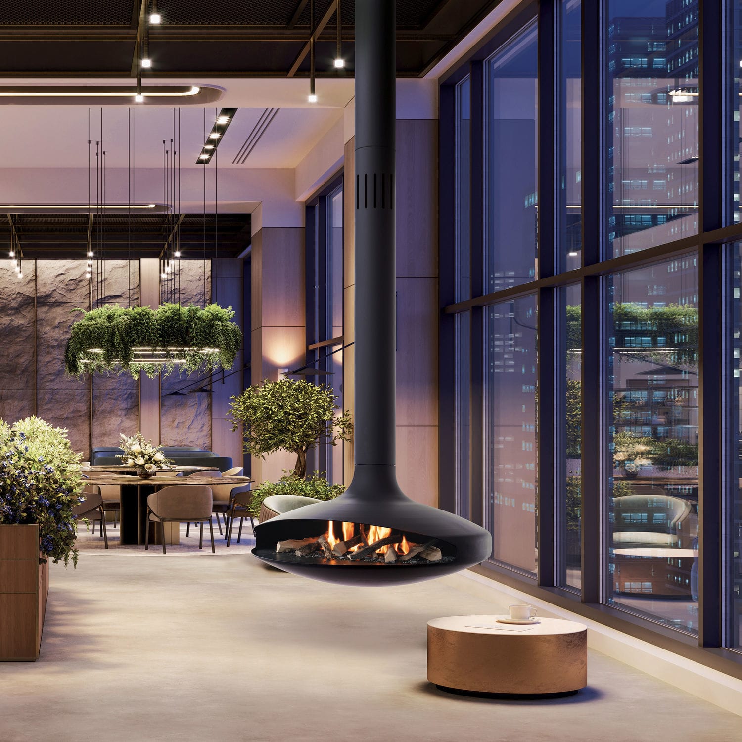 Bioethanol-Kamin - Gyrofocus - Focus Creation - hängend / modern / offene Feuerstelle