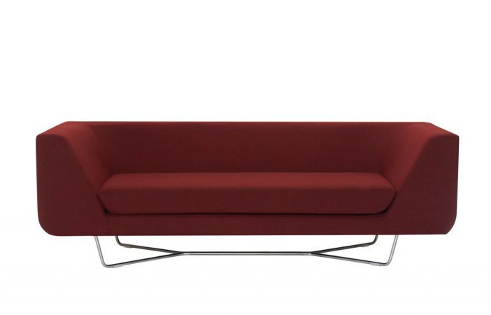 Modernes Sofa - BERNARD - Modus - rot / Stoff / Leder