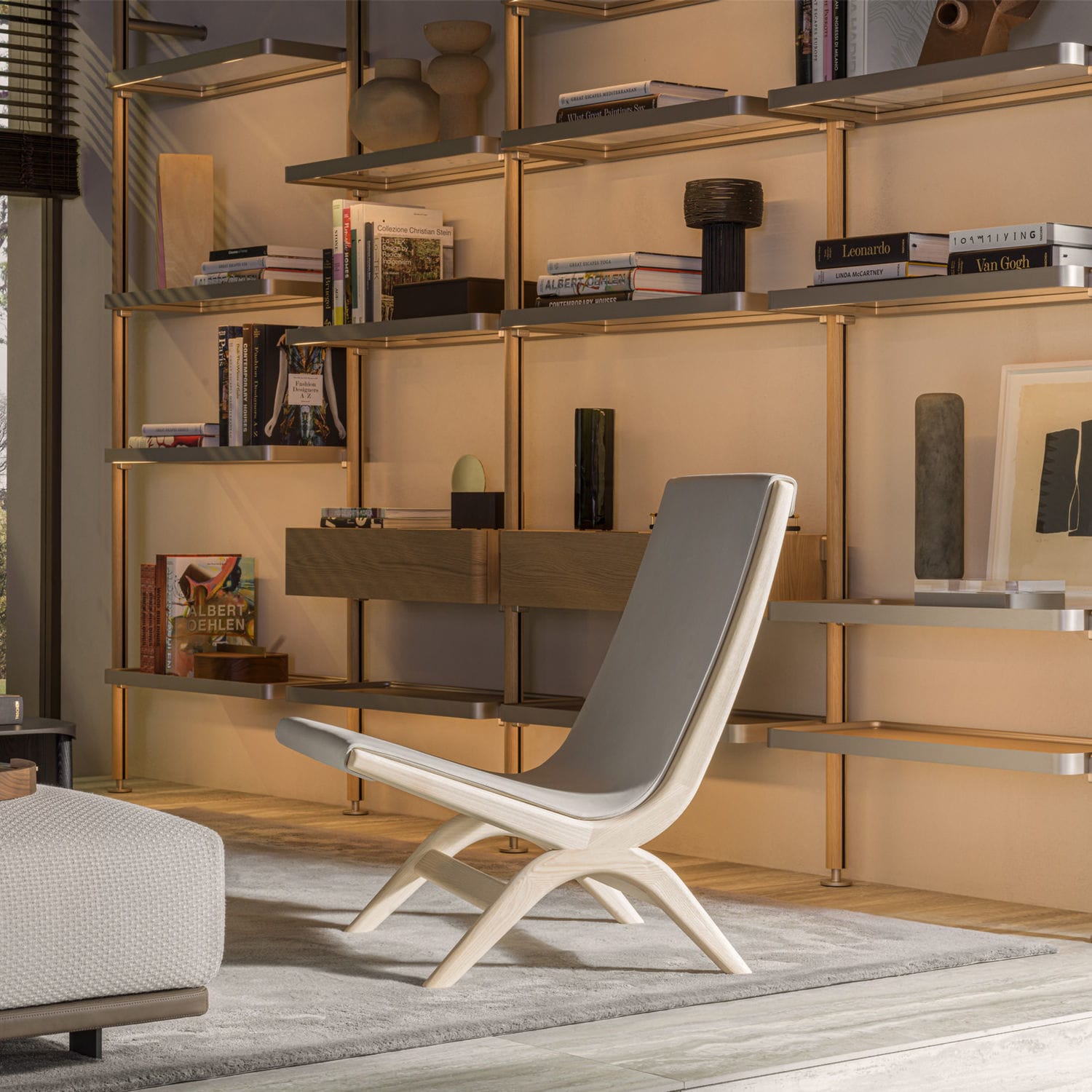 Moderner Kaminsessel - YOELL - Molteni&C - Stoff / Leder / Eiche