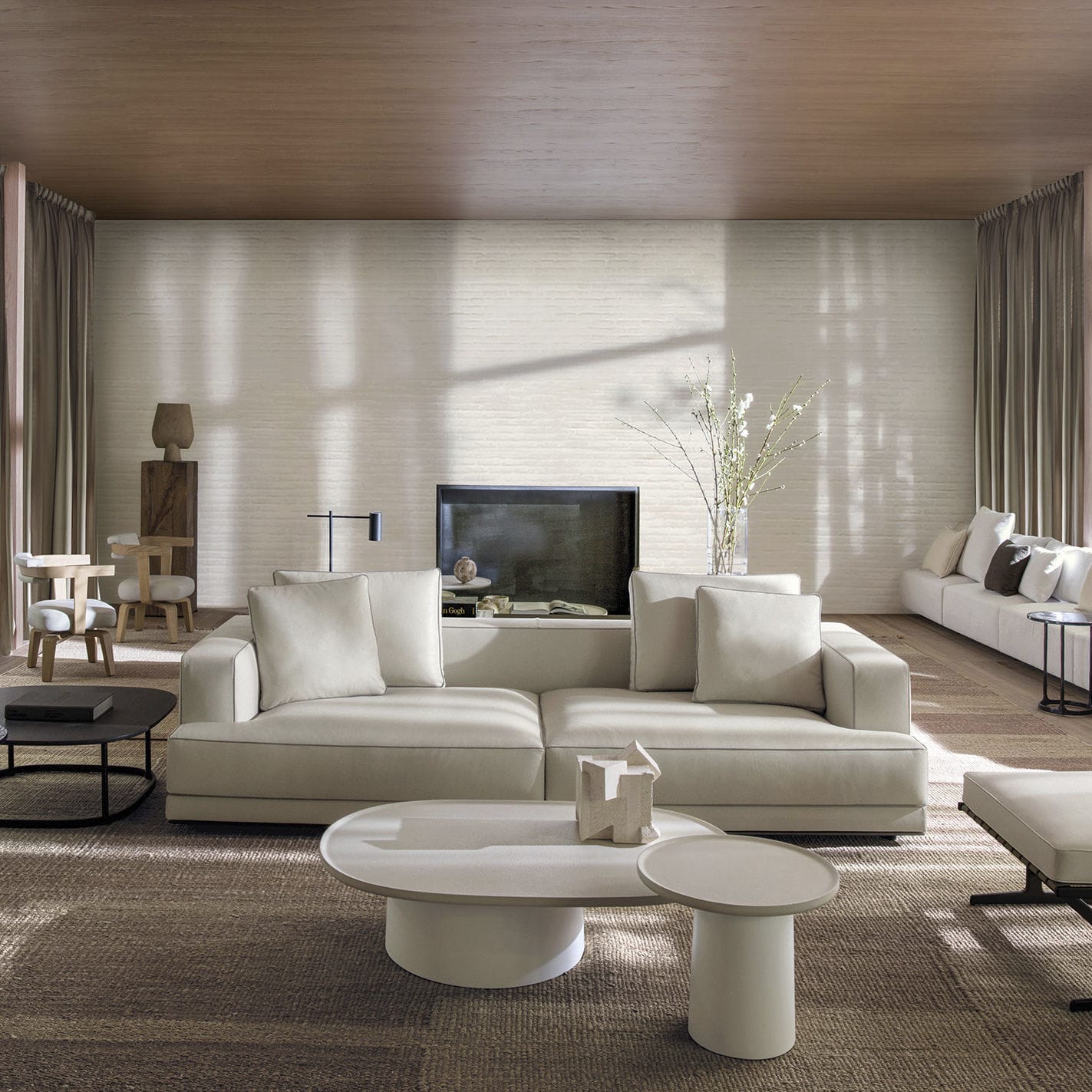 Modernes Sofa - AUGUSTO - Molteni&C - Stoff / mit Armlehnen / grau