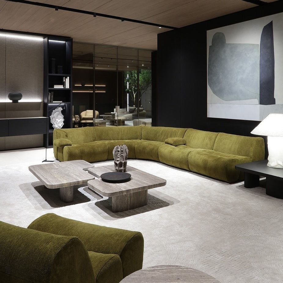 Moderner Couchtisch - ERNEST - Poliform - Ulme / Marmor / Granit