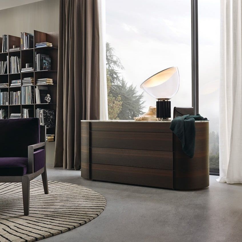 Moderne Kommode - ONDA - Poliform - Massivholz / Leder / Marmor