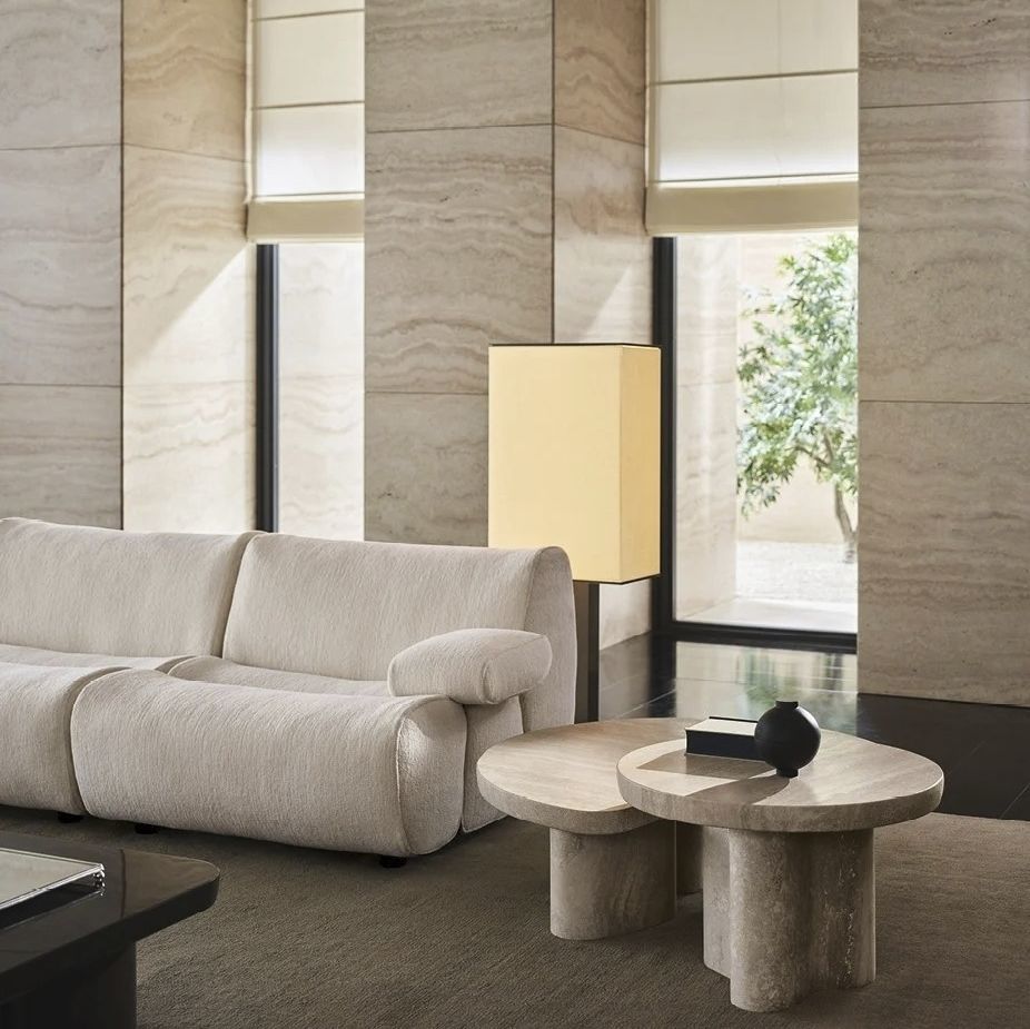 Moderner Couchtisch - ERNEST - Poliform - Ulme / Marmor / Granit