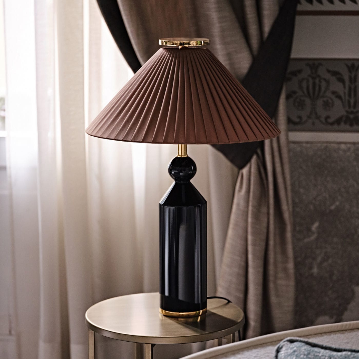 Tischlampe - Nadine - Black Tie - Metall / Holz / modern