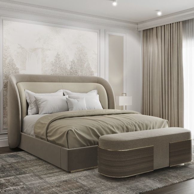 Doppelbett - nora - Ana Roque - modern / Polster / gepolstertes Kopfteil