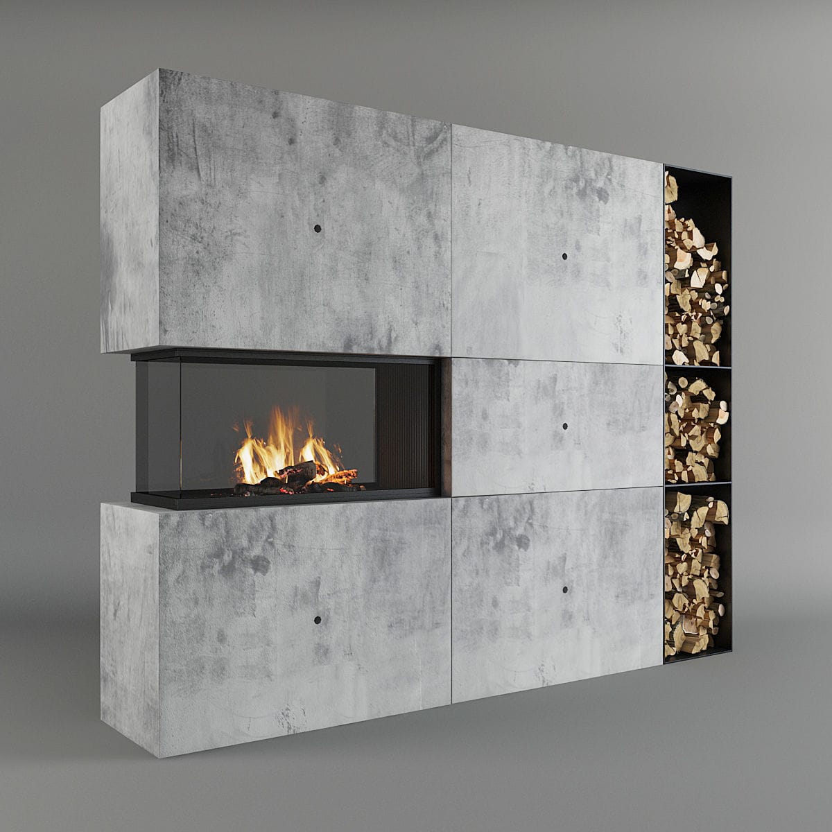 Holzkamin - architectural PI LONG 90 - REGALFIRE S.A - Einbau / für ...