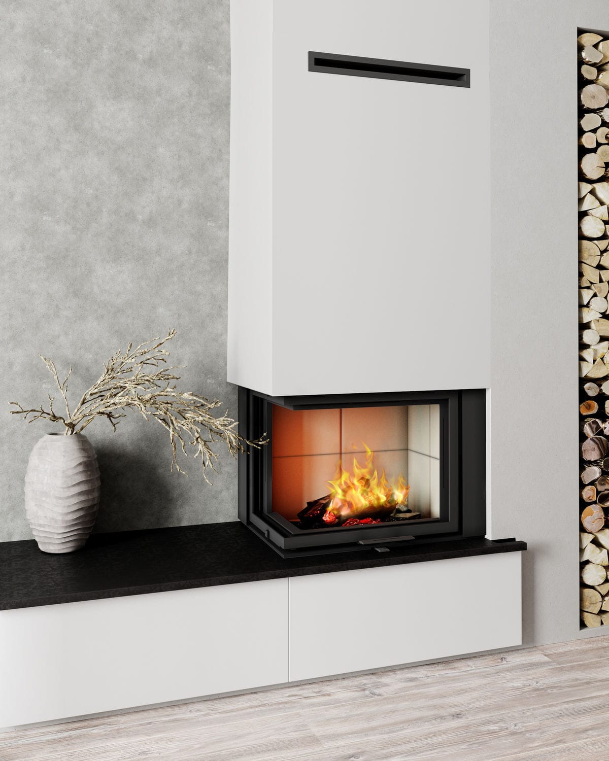 Holzkamin - Optimal 65 L/R - REGALFIRE S.A - Einbau / Ecken / zweiseitig
