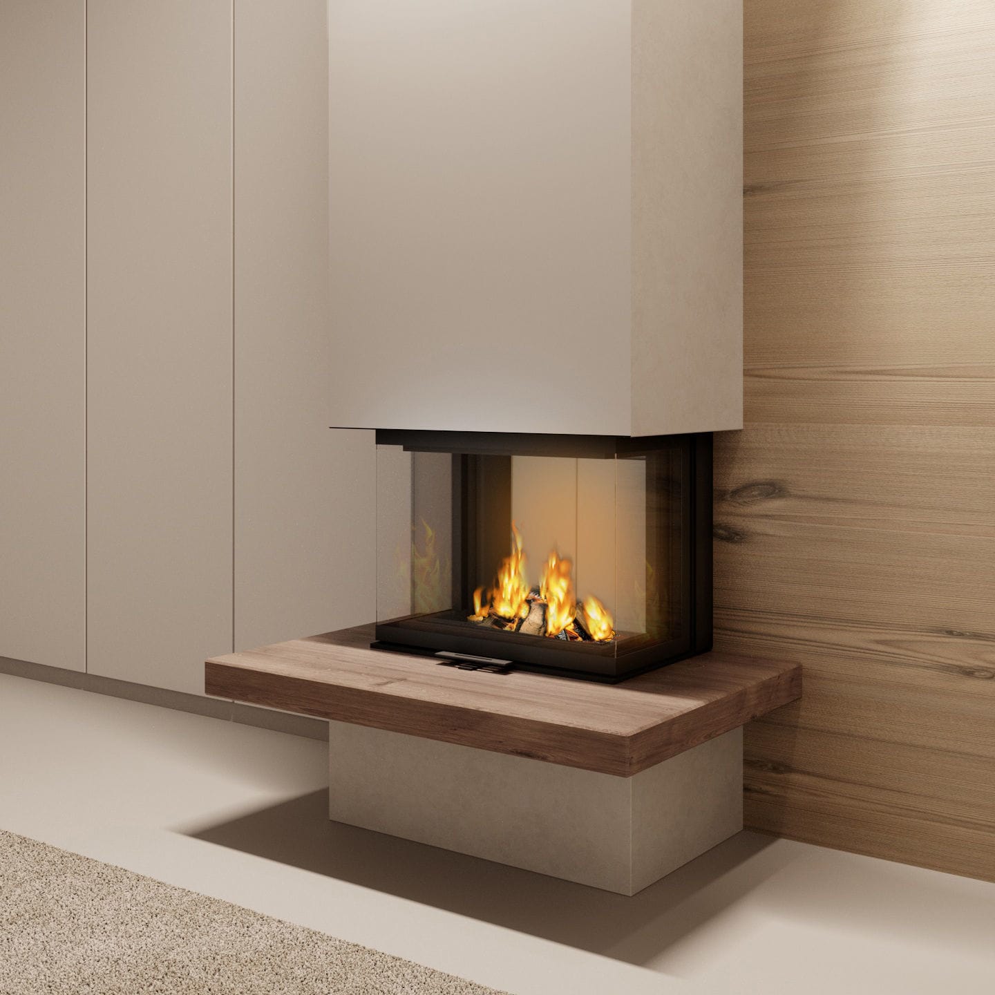 Holzkamin - Optimal 65 - REGALFIRE S.A - Einbau / Ecken / mit 3 Sichtseiten
