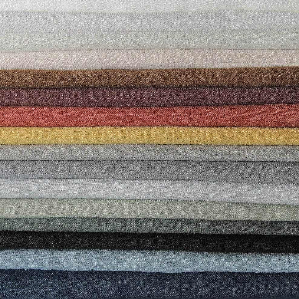 Rollostoff - LINWOOL - BISSON BRUNEEL - einfarbig / Leinen / Wolle