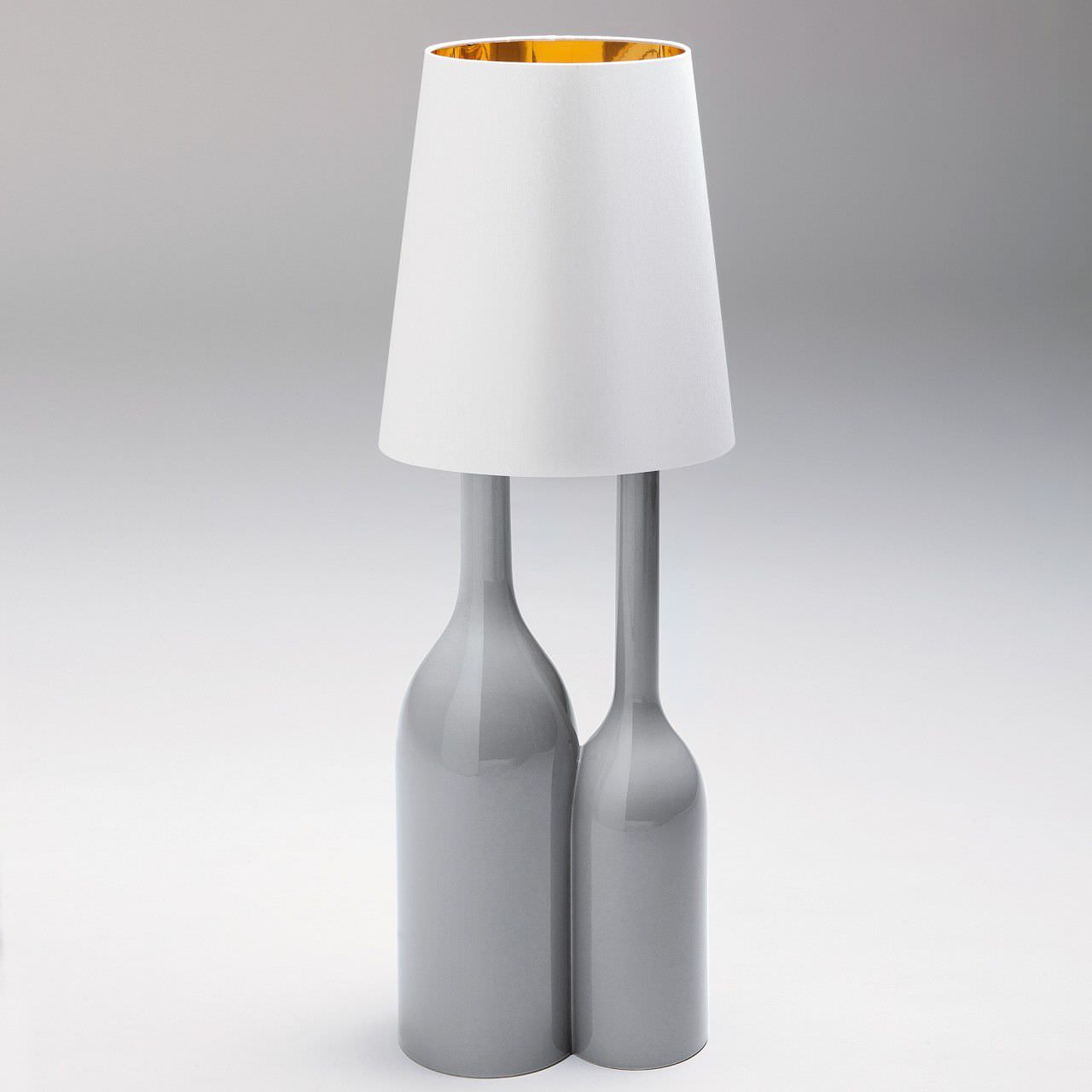 Tischlampe - CHAMPAGNE 2 - BOSA - Stoff / Keramik / originelles Design