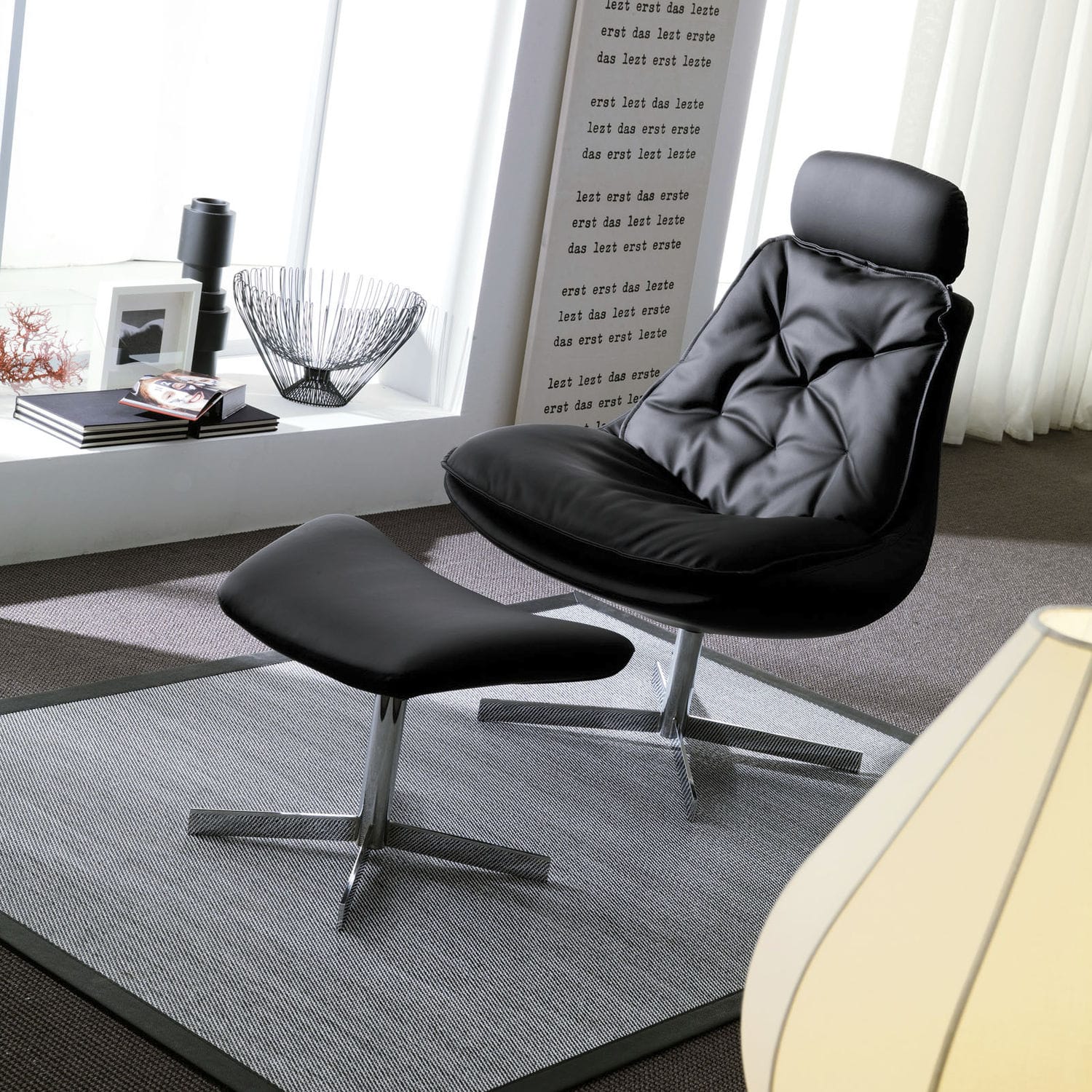 Moderner Kaminsessel - DAYA - BONTEMPI CASA - Leder / Stoff / Metall