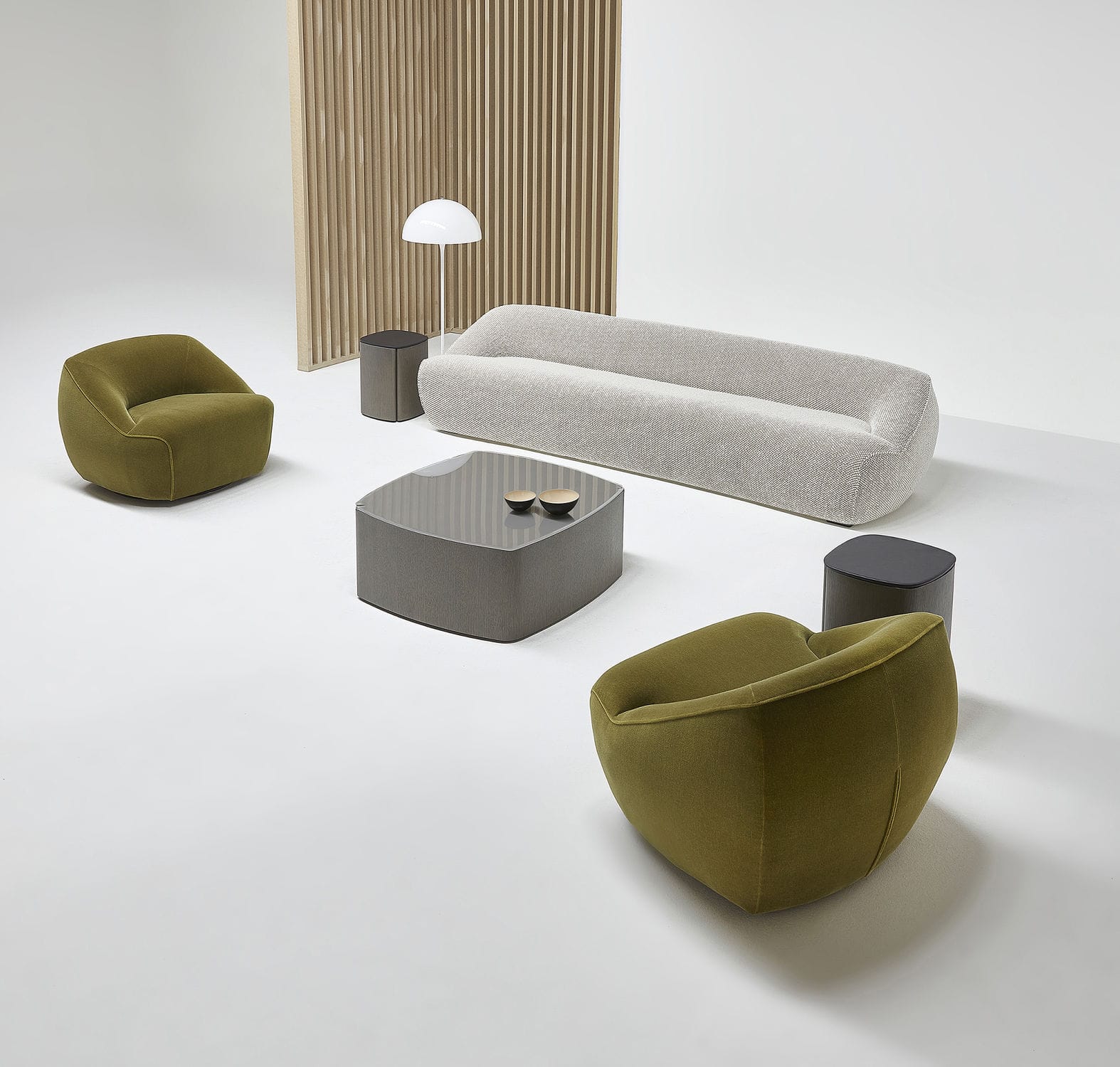 Modernes Sofa - ROWAN - Nienkamper - weiß / grün / Stoff