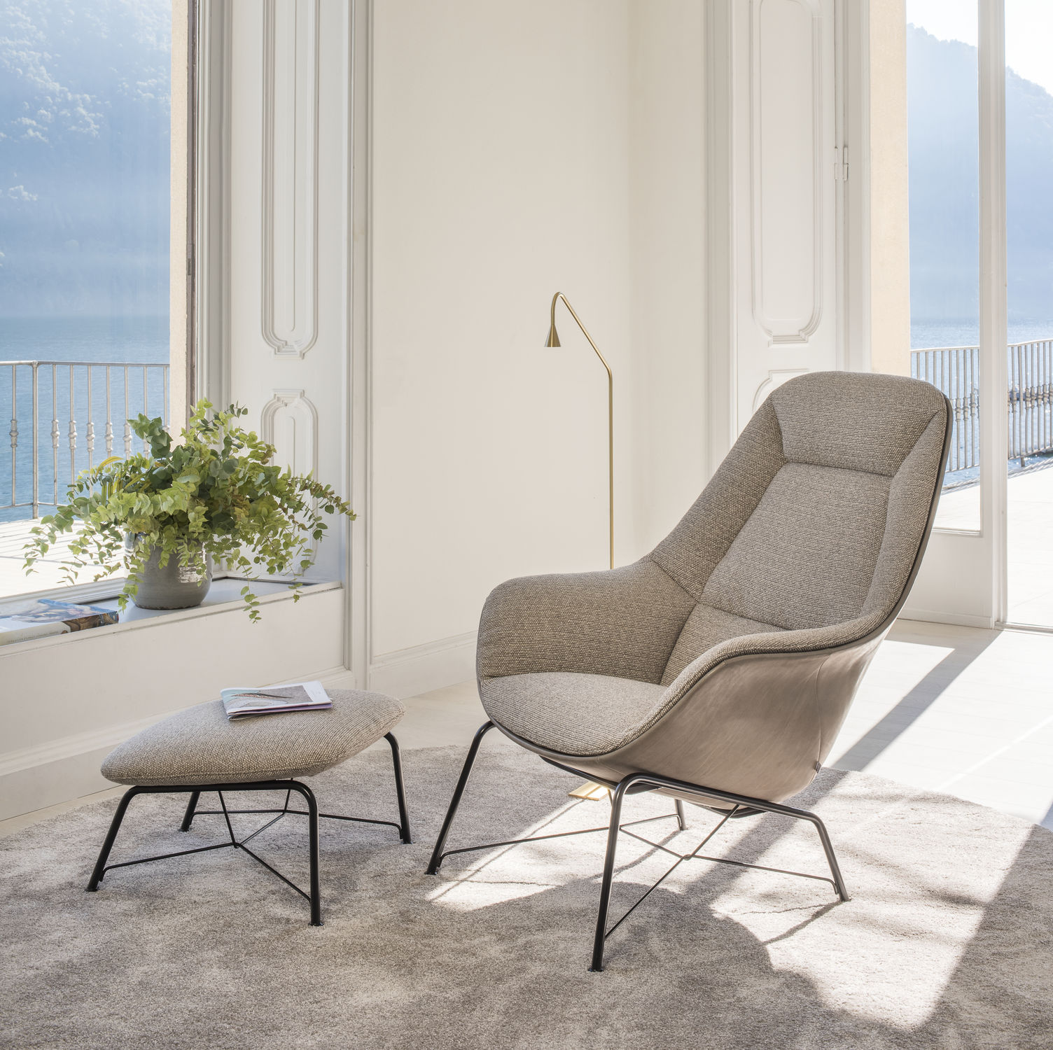 Moderner Sessel - PRELUDE - JORI - Stoff / Leder / Buche