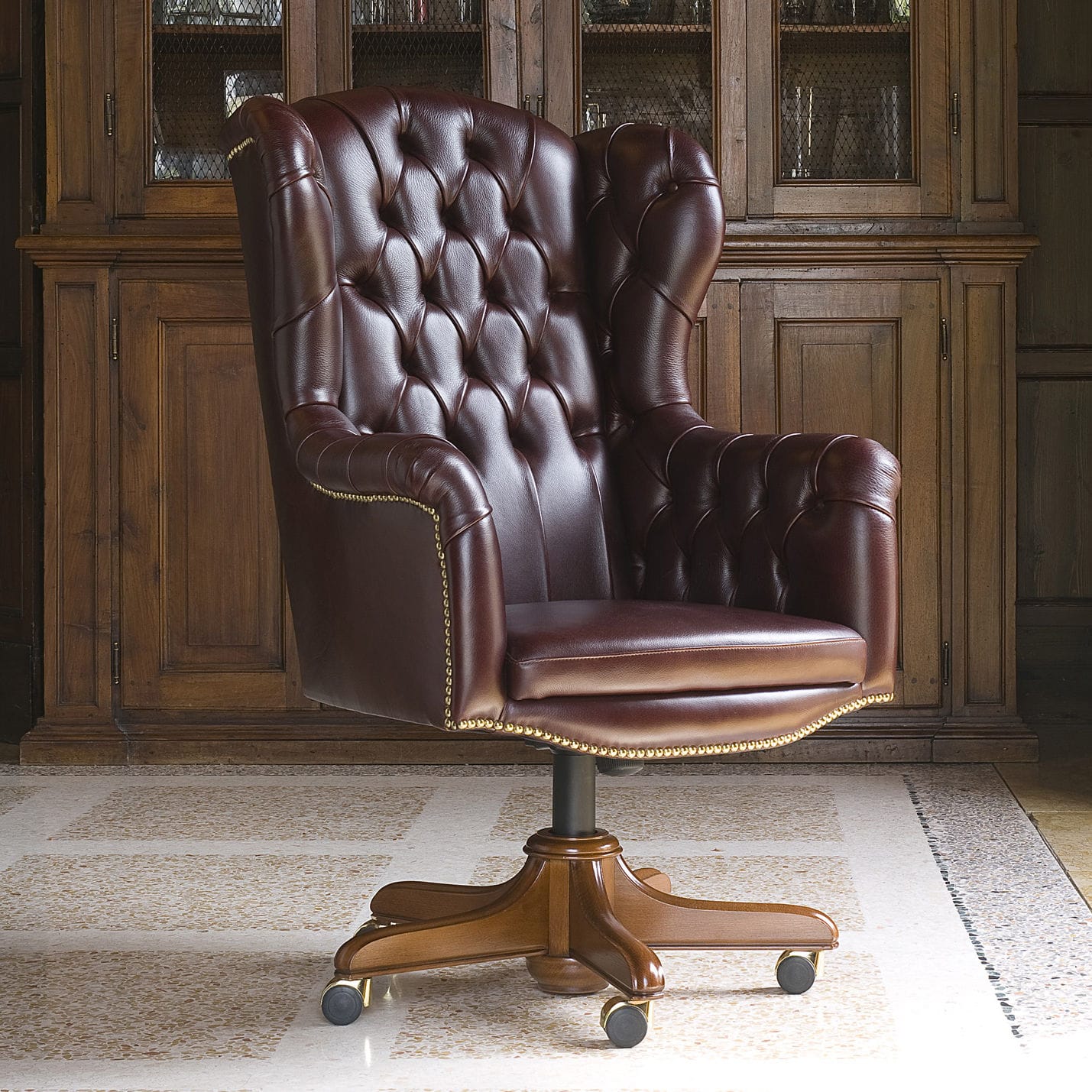 Chesterfield-Chefsessel - MANAGER - BERTO - Leder / Holz / für ...