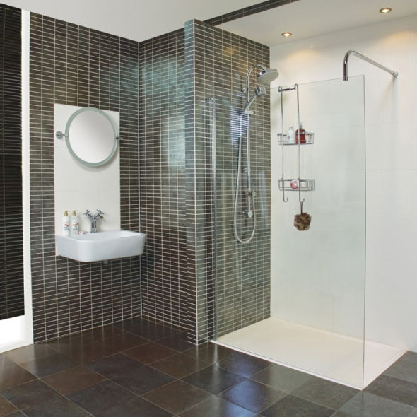 Festinstallierte Duschwand - COLLAGE: CSP1213S - Roman - rahmenlos