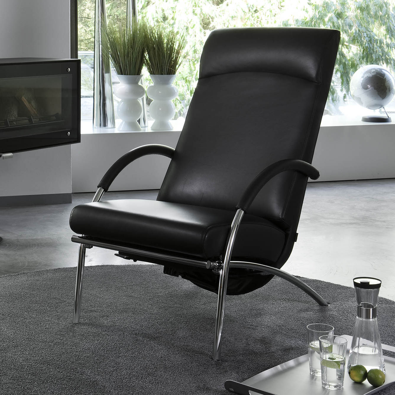 Moderner Relaxsessel - CURVE - ipdesign - Leder / Stoff / mit Fußstütze