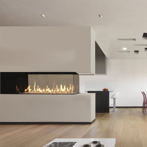 Gaskamin - LUNA DIAMOND 1300 RD - M-Design - Einbau / mit 3 Sichtseiten ...
