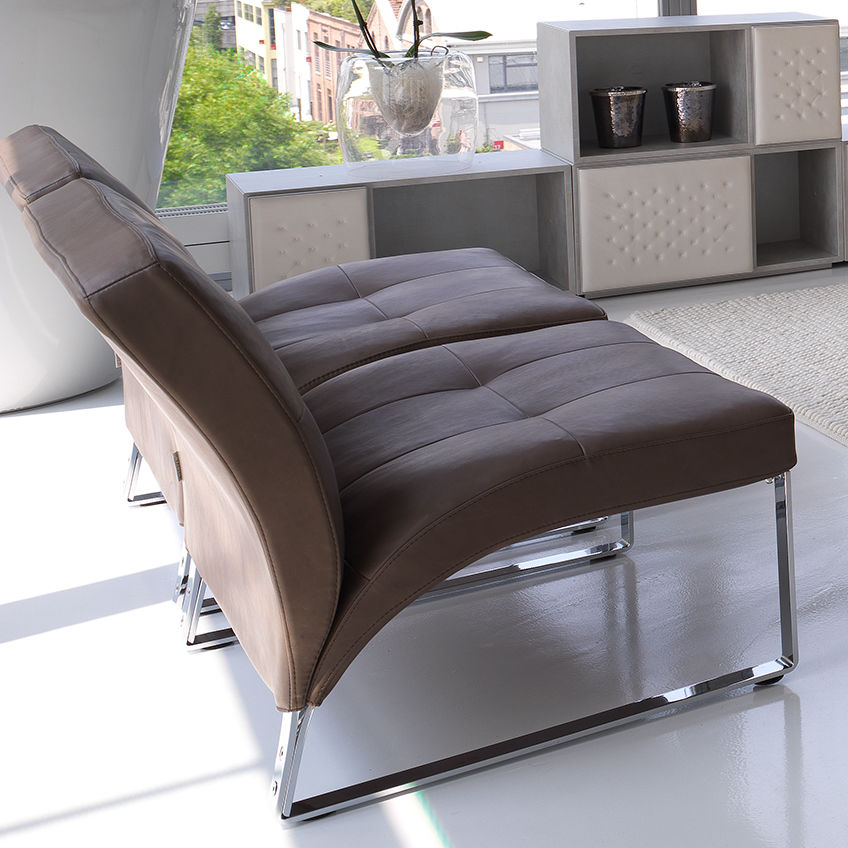 Moderner Kaminsessel - SEVENTIES - cierre - Leder / braun / mit ...