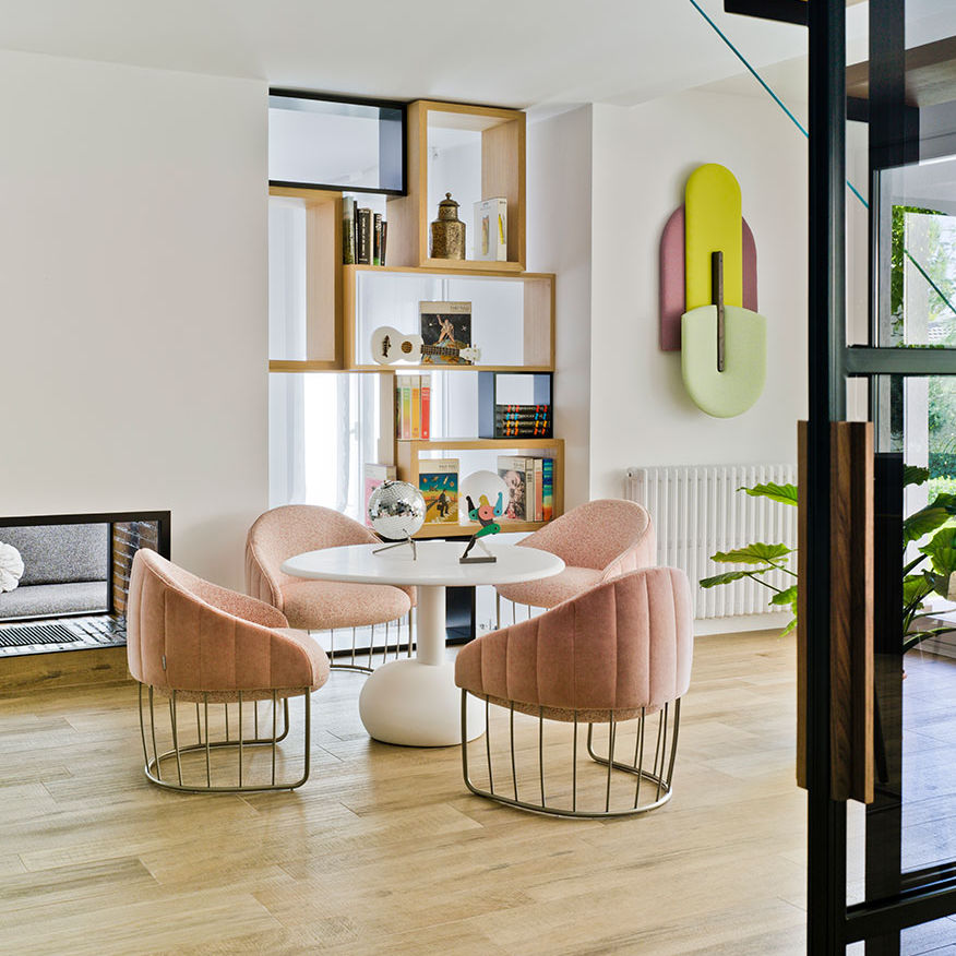 Esstisch / organisches Design - VESPER - SANCAL - Holz / Stein / Harz