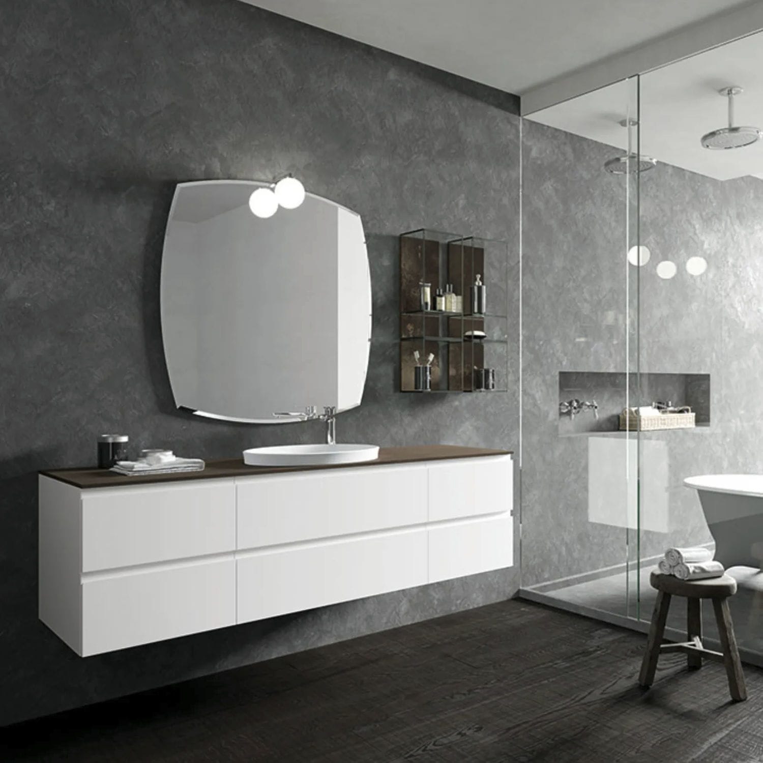 Wandhängender Waschtisch-Unterschrank - GOLA 09 - ARCHEDA - HPL / Glas ...