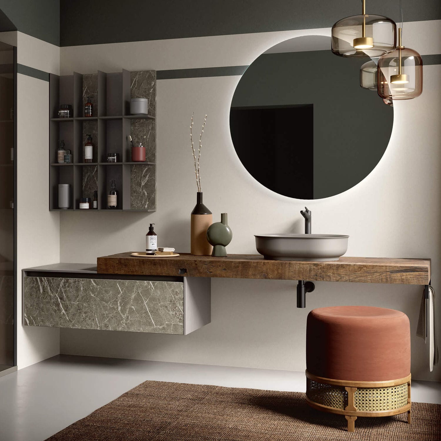 Holz-Waschtischplatte - SW110 - RAB ARREDOBAGNO - HPL