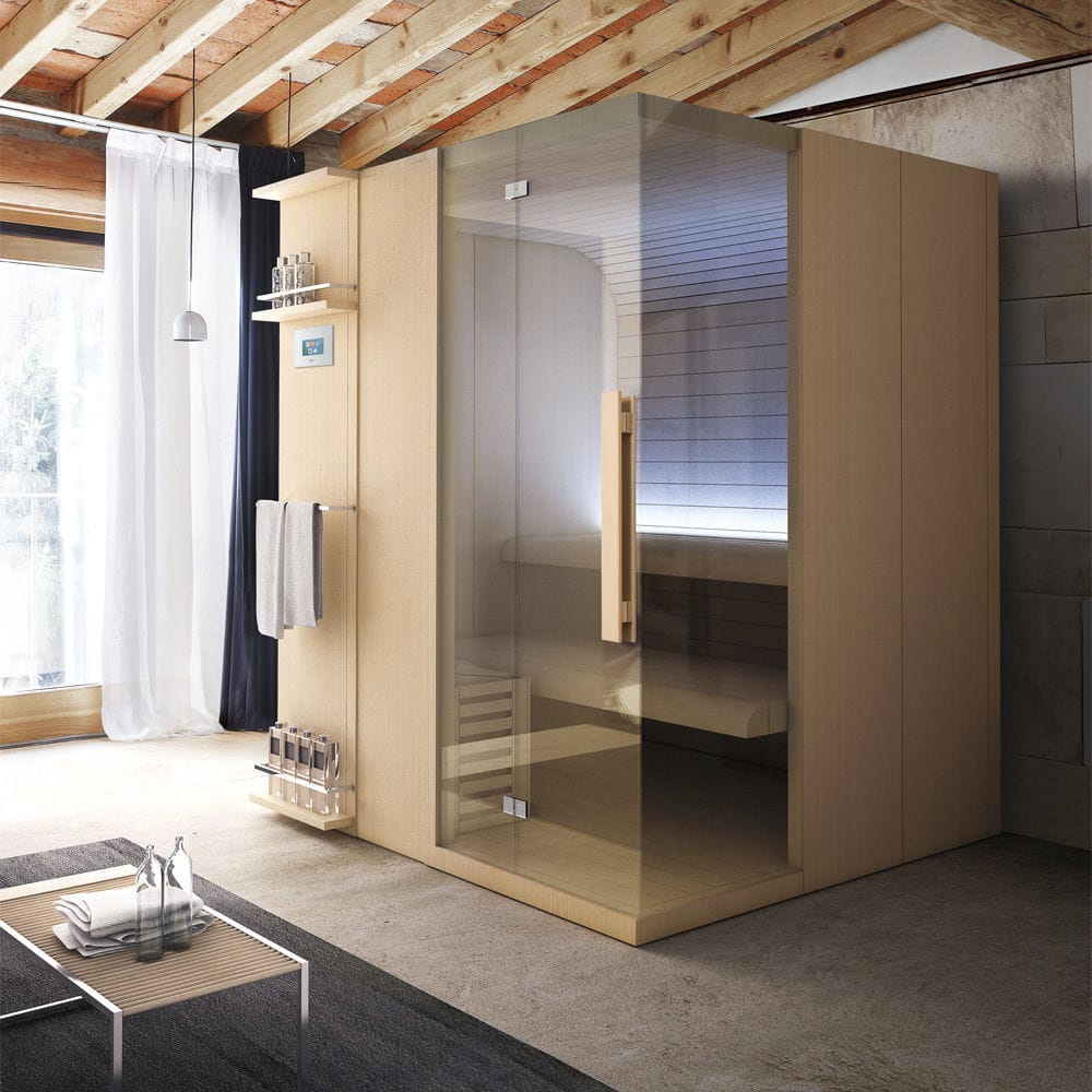 Finnische Sauna - CUNA - HAFRO srl - für Privatgebrauch / Hemlock / Hartglas