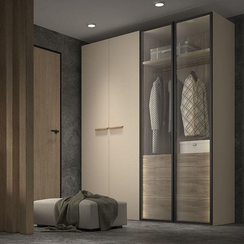 Moderner Kleiderschrank - MOE-STEEL - Arlex - Holz / Glas / mit Schwingtür