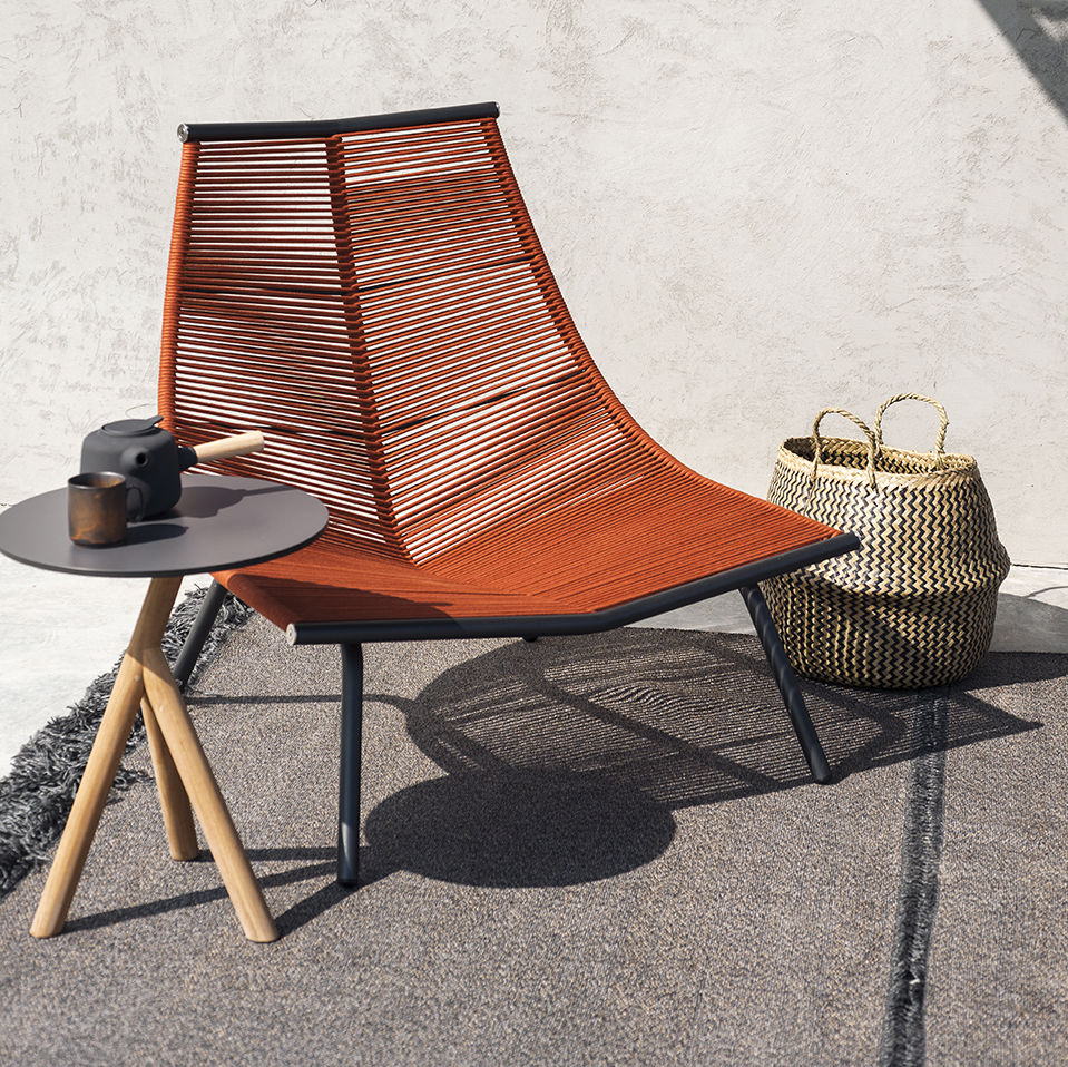 Moderner Kaminsessel - LAZE 002 - RODA - Polyester / Edelstahl / Hochlehner