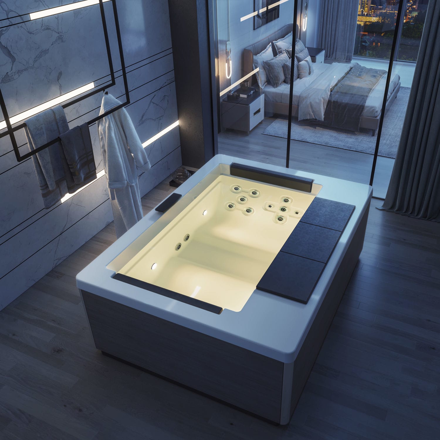 Whirlpool zum Aufstellen - Aquavia Spa - rechteckig / Zweisitzer / Acryl