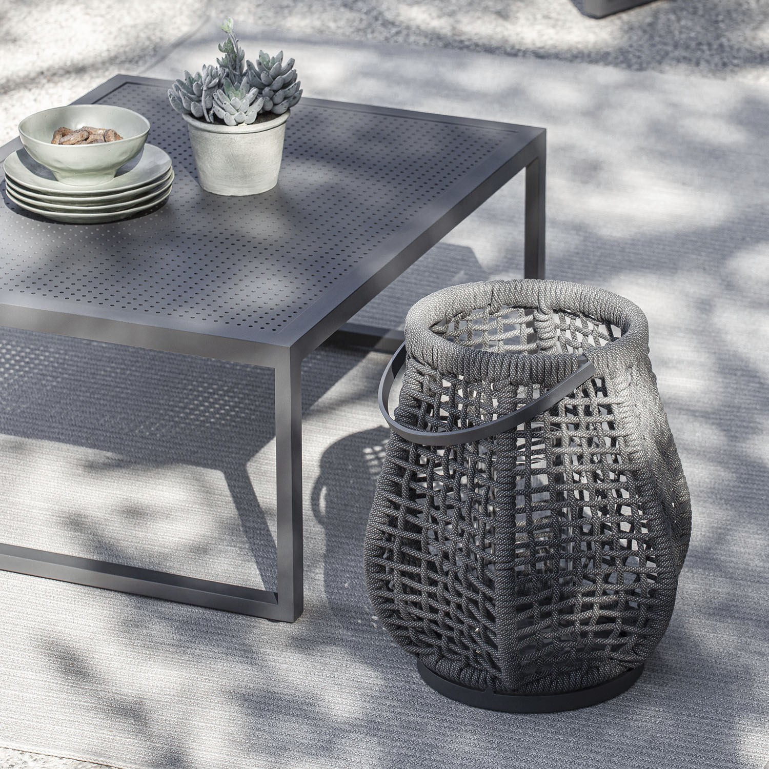 Moderne Laterne - LUDO - Atmosphera - Aluminium / Kordel / LED