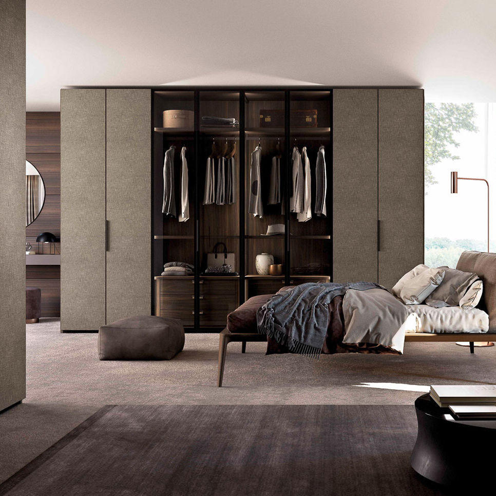 Moderner Kleiderschrank - FAB - Olivieri - Glas / Leder / anodisiertes ...